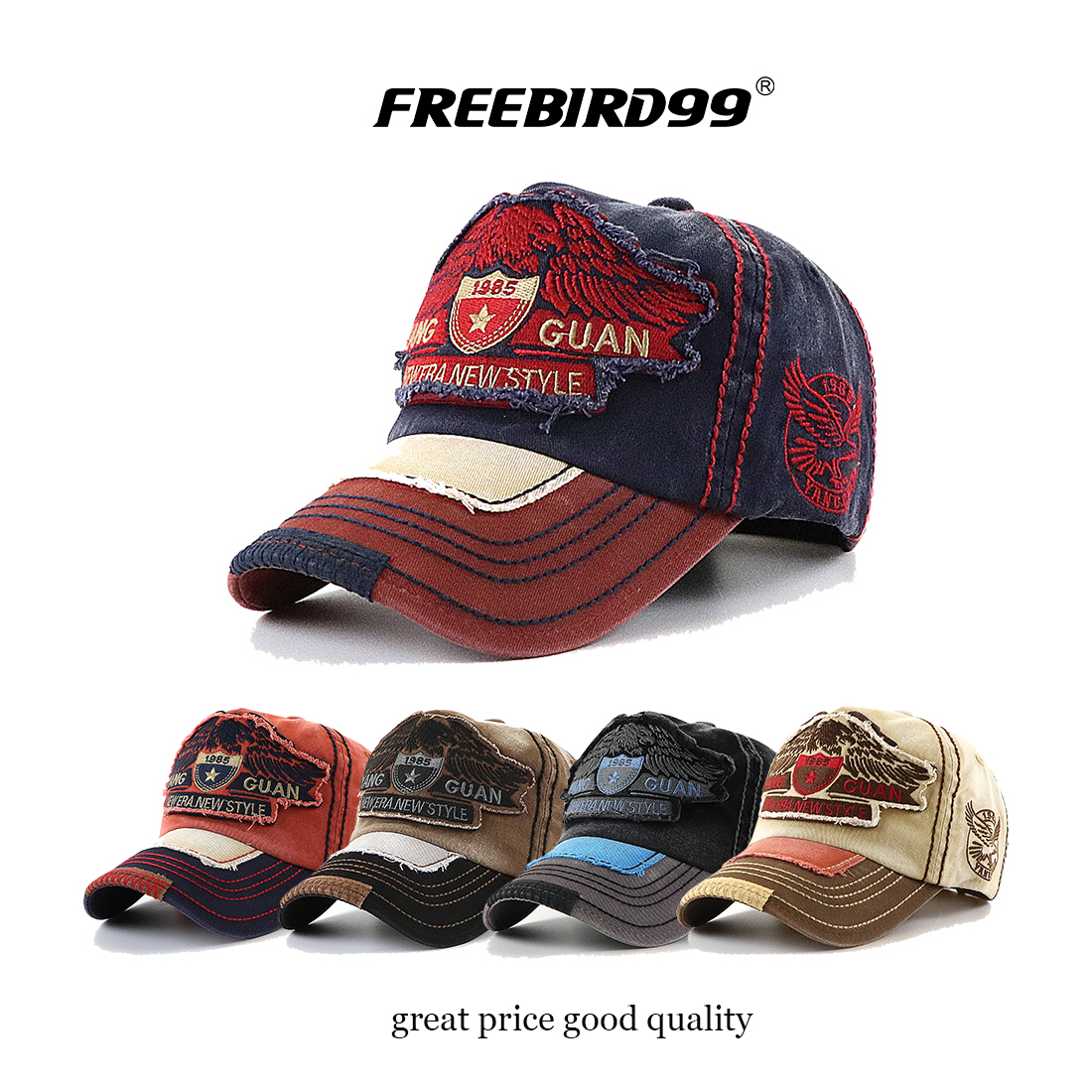 Cotton Baseball Cap Embroidered Eagle Style #9907 - FREEBIRD99 online ...